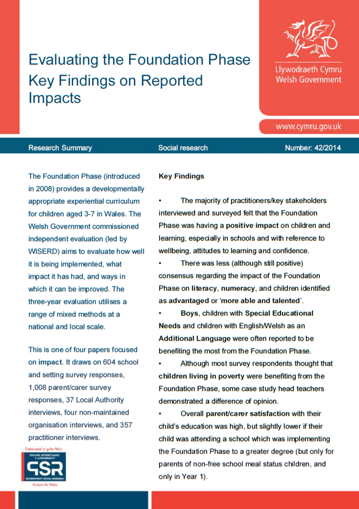 Evaluating the Foundation Phase – Wales Institute of Social and ...